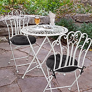 GUEGLSA Tufted Outdoor Bistro Chair Cushion, Waterproof Round Seat Cushion 15 inch, High UV Resistant Bistro Cushion for Patio Chair, (Black,1 Pcs)