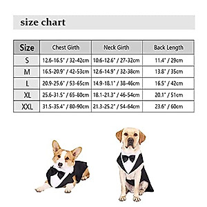 Dog Formal Tuxedo Suit, Dogs Tuxedo Costume Pet Wedding Party Outfit Suit, Dog Apparel Collar Bowtie Shirt for Large Medium Dogs Prince Golden Retriever Samo Bulldogs Tuxedo Outfit (Small)
