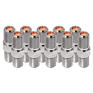 Channel Master Coaxial Splice Adapter - Connects Two Coaxial Cables for Extended Length, Female to Female F-Type Connector, Indoor/Outdoor, Low Loss, Ideal Digital HDTV Antennas (10 Pack)