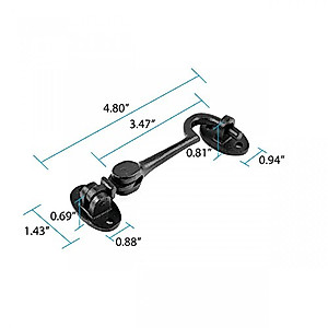 Renovators Supply Manufacturing Door Latch Lock 4.5 in. Black Wrought Iron Swivel Style Hook and Eye Latch for Door with Mounting Hardware