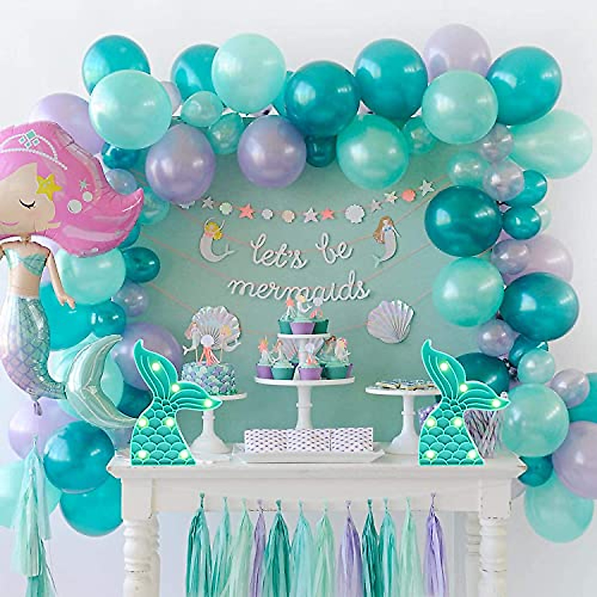 Radidi Mermaid Tail Decor Light Mermaid Tail Party Decoration Christmas Gift Cute Mermaid Table Lamp Battery Operated for Desk,Bedroom,Wall Decor,Baby Shower,Kids' Room,Holiday Decor,Home Decorations