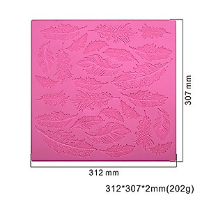 AK ART KITCHENWARE Feather Silicone Cake Lace Mat for Decorating Cake Molds Cupcake Decorations Cookie Tools Pink BLM-28