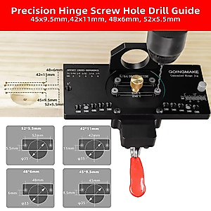 GOINGMAKE Metal Concealed Hinge Jig with Quick Clamp and Dust Vacuum Adapter Concealed Door Hinge Jig 35mm Cabinet Hinge Jig Hinge Hole Drilling Jig for Woodworking Door Cabinet Hinges Mounting Tool