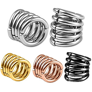 Earblity 10mm Stacker Ring Lobe Clip Ear Gauges Plugs Ear Tunnels Stretcher Earring Studs Clip on Cartilage Body Piercing Jewelry 2PCS Gold Rose Black Silver