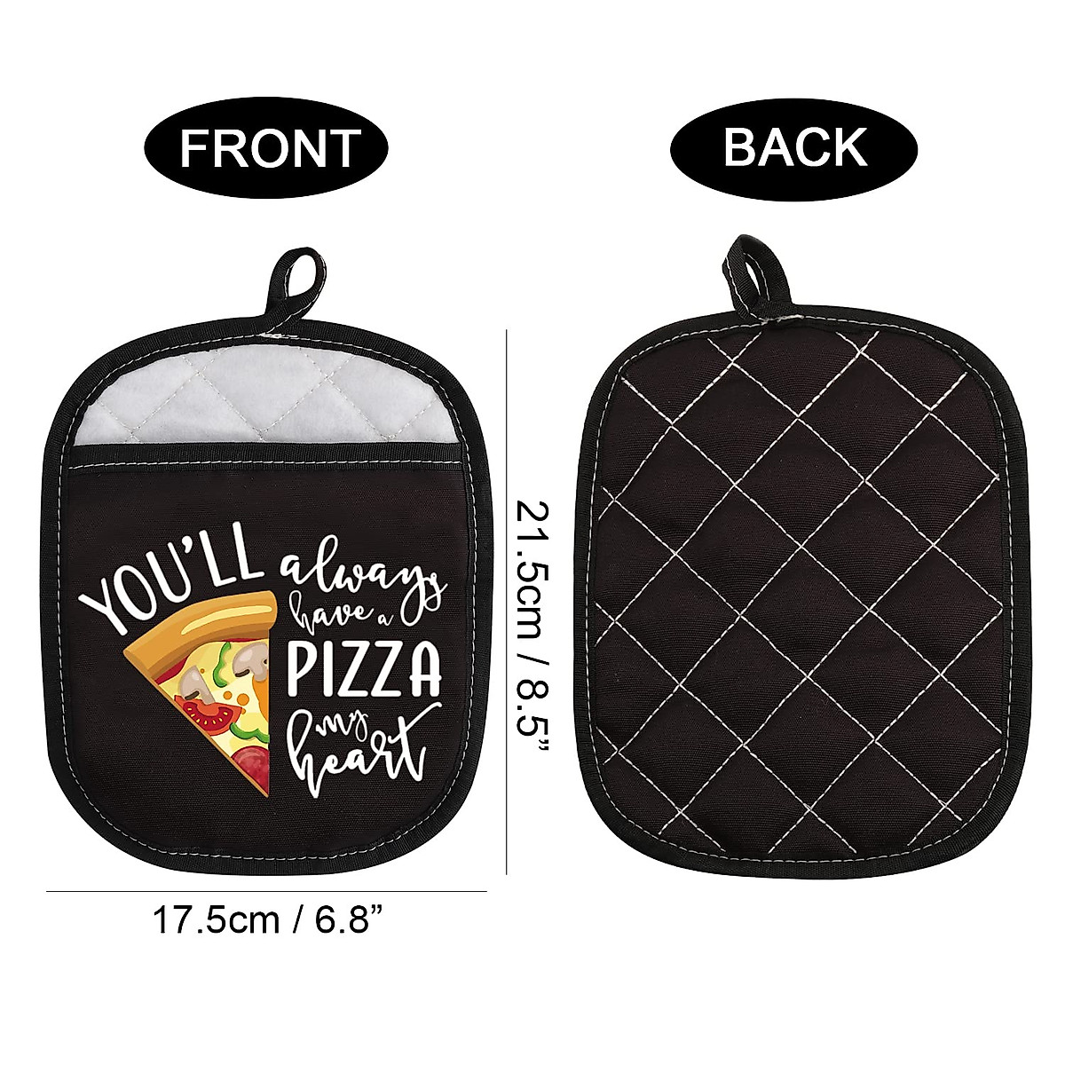 Pizza Lover Gift Pizza Themed Oven Pads Pot Holder with Pocket You’ll Always Have A Pizza My Heart for Friends (Pizza My Heart)