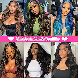 YELHADU Body Wave Lace Front Wigs Human Hair Pre Plucked 13x4 HD Lace Frontal Wigs Human Hair 180 Density Natural Black Wigs for Women Human Hair Lace Front Wig with Baby Hair Glueless 22 Inch