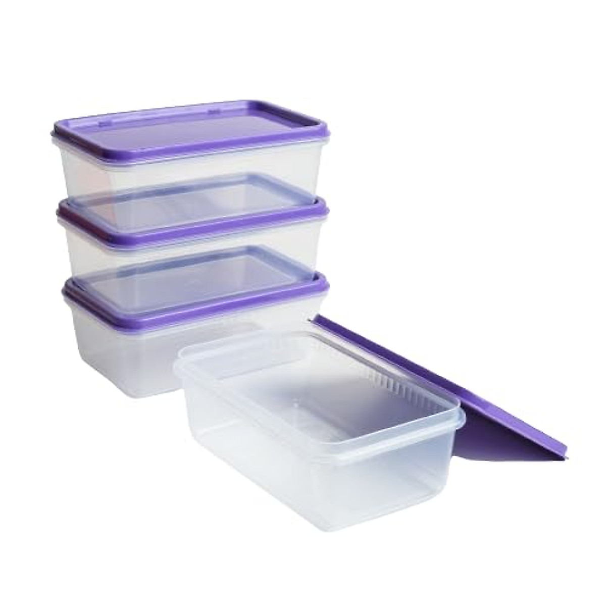 Unica Food Storage Container, with Airtight Lid, Nestable Rectangle Meal Prep Container, BPA-Free, Microwave, and Freezer Safe, Set of 4, 28 oz, 5.56x5.56x3.13 in