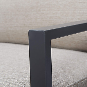 Tommy Hilfiger Russell AccentChair, Medium-Soft Pillow Back, Mid-Century Modern & Industrial Armchair, Comfortable LoungeChair for Living Room, Bedroom, or Office, Gray Square Metal Frame in Linen