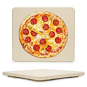 Onlyfire Pizza Stone for Oven BBQ and Grill, Thermal Shock Resistant, 14" x 16" Rectangular Large Bread Baking Stone, Heavy Duty Ceramic Baking Stone for Best Crispy Crust Pizza, Cookie and Cheese