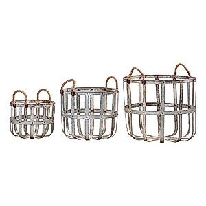 Irvin's Country Tinware Rustic Round Metal Basket Set