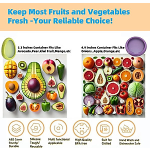 4 Pack Reusable Silicone Food Storage Containers - Avocado Saver & Onion Storage, BPA-Free, Fruit and Vegetable Anti-Oxidation Storage Box, Prevent Flavor Mixing, Fresh Pod for Fridge, Keep Fresh