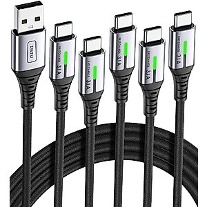 USB C Cable, INIU [5 Pack 3.1A] QC Fast Charging USB Type C Cable, Nylon(3.3+3.3+6.6+6.6+10ft) Phone Charger USB-C Cables for Samsung Galaxy S21 S20 S10 Plus Note 10 LG Google Pixel OnePlus Huawei etc