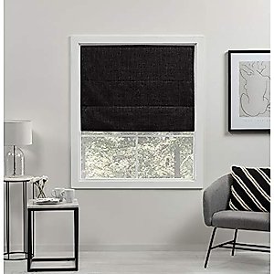 Exclusive Home Acadia 100% Blackout Polyester Roman Shade, 27"x64", Black