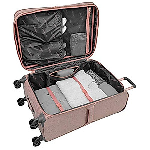 LONDON FOG Newcastle Softside Expandable Spinner Luggage, Rose Charcoal Herringbone, Checked-Large 28-Inch