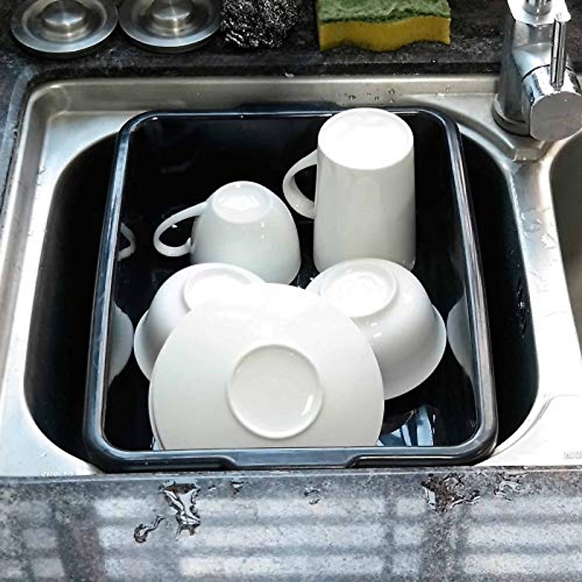 Callyne 4-Pack 8 L Black Small Plastic Kitchen Bus Tubs, Commercial Bus ...