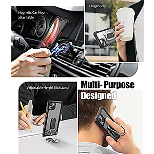 GOOSPERY Z Bumper 360° Sturdy Kickstand Ring Holder Crossbody Compatible with iPhone 14 Plus Case [Strap Included] Dual Layer Structure TPU EdgeClear Cover with Strap, Black