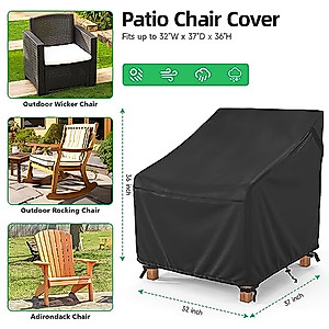 MR. COVER Outdoor Chair Covers, Patio Furniture Covers Waterproof & UV-Protection, Fits up to 32W x 37D x 36H Inches, with Air Vent and Handles, Black, 2 Pack