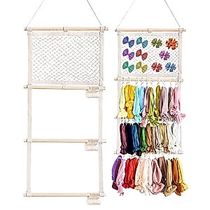 Maiqufa Headband Holder Hair Bows Organizer for Girls, Wall Mounted Hanger with 40 hooks, Large Capacity Baby Hair Accessory Organizer for Toddler Girls Room and Nursery Décor