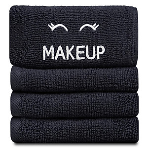 White Classic Bleach Safe Black Makeup Washcloths for Face Cleansing, 6 Pack - Super Soft Luxury Cotton Black Makeup Towels, Highly Absorbent and Quick Dry, All Makeup Remover Cloth | 13 x 13