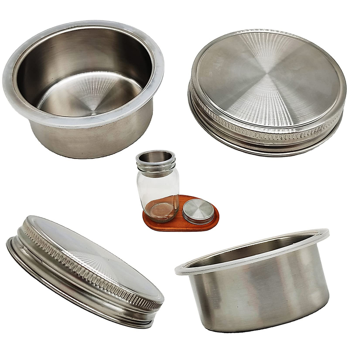 304 SS Salad Divider Cups Separate Vegetable and Dressing for 3.38 Inch Wide Mouth Mason Jar Salad Bowl, NO JAR QurHapzy (2 Pack)