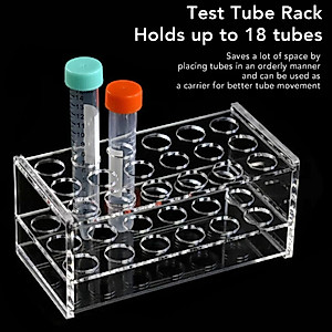 17mm Test Tube Rack with 18 Holes - Durable Transparent Centrifuge Tube Holder for 10ml and 15ml Test Tubes