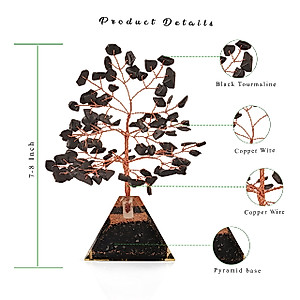 FASHIONZAADI Chakra Tree Reiki Healing Orgone Pyramid Base Bonsai Trees Good Luck Statue Crystal Feng Shui Decor Figurine Vastu Correction Reikis Stones (Black Tourmaline)