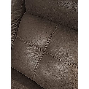 Signature Design by Ashley Jesolo Modern Faux Leather Manual Pull Tab Double Reclining Sofa, Dark Brown