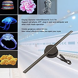 3D Hologram Fan, 40cm 3D Hologram Projector Advertising Machine with 224 LED Lamp, WiFi APP Remote 3D Hologram Display, for Exhibitions, Parties, Bar, Shopping Malls(US)