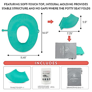 Prince Lionheart Tinkle to Go - Reusable Foldable Portable Potty Training Seat - Toilet Seat Perfect for Travel - Built-in Splash Guard, Perfect Potty Training Toilet Seat, Portable Potty for Toddlers