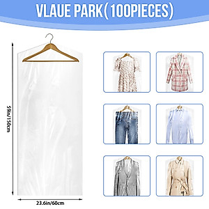 100 Pack Dry Cleaning Bags for Clothes, 60x150 cm Dry Cleaner Bags Plastic Clear, Dust-proof Plastic Garment Bags for Dry Cleaner, Home Storage, Travel, Moving