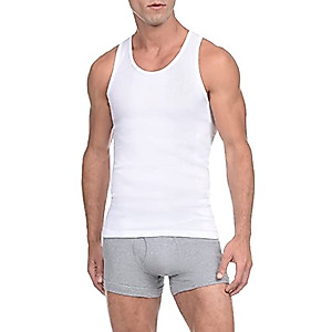 2(X)IST mens Essential Cotton Tank 3-pack Base Layer Top, Pure White, Large US
