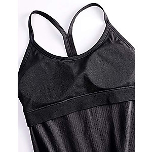 CRZ YOGA Seamless Workout Tank Tops for Women Racerback Athletic Camisole Sports Shirts with Built in Bra Black Medium
