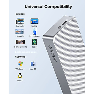 ORICO 40Gbps M.2 NVMe SSD Enclosure USB4 PCIe3.0x4 USB-C Aluminum Adapter, Upgraded NVMe PCIe 2280 M-Key External M2 Solid State Drive Enclosure, Compatible Thunderbolt 3/4 USB3.2/3.1/3.0/ Type C