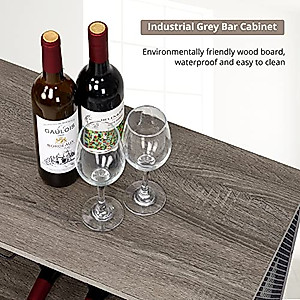 Bar Cabinet Liquor Cabinet Bar for Home, Wine Cabinet with Removable Wine Rack and Glass Holder, Coffee Bar Cabinet with Storage, Corner Cabinet Home Bar Furniture (Grey)