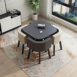 Dining table set for 4,kitchen table and chairs for 4,dining room table,Suitable for living room,restaurant,cafe,leisure reception desk and chair combination,2 table types,12 specifications are option