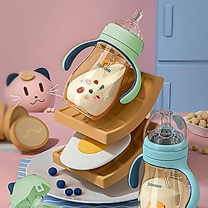 POTATO Baby Bottle with Medium Flow Nipple and Learner Sippy Cup Soft Spout, 240ML/8oz, Green