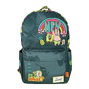 KBNL SpongeBob Backpack with Laptop Compartment for School, Travel and Work, Black, (A22222-SB)