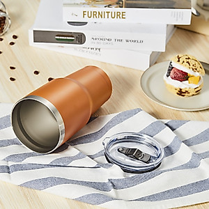 COMOOO 30oz Tumbler Stainless Steel Insulated Tumbler with Lid Double Wall Vacuum Coffee Cup Large Travel Mug for Hot and Cold Drinks, Home, Office, School,Party (Orange, 4 Pack)