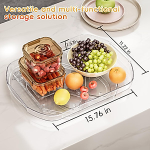 VERYMODEL Rectangular Lazy Susan Turntable Organizer for Refrigerator, 15.76" Clear Lazy Susan for Fridge, Cabinet, Table and Pantry, Countertop Storage and Organization