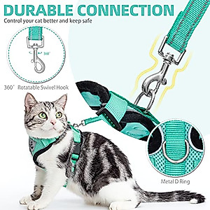PUPTECK Cat Harness and Leash Set- Adjustable Vest Escape Proof Harness for Kitten Small Medium Cats, Retractable Breathable Soft Mesh for Outside with Reflective Strips