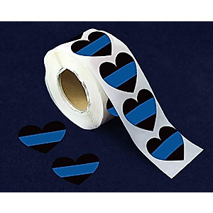 Fundraising For A Cause | Blue Line Heart Stickers - Police Support Stickers for Car Bumpers, Office Doors, Cell Phones and More (250 Stickers)