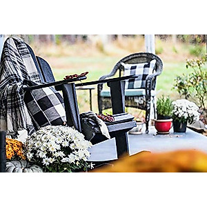 4TH Emotion Set of 2 Farmhouse Buffalo Check Plaid Throw Pillow Covers Cushion Case Polyester Linen for Fall Home Decor Black and White, 18 x 18 Inches