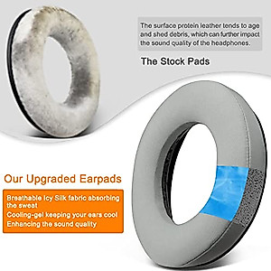 SOULWIT Cooling Gel Ear Pads Cushions for Beyerdynamic DT770/Pro DT880/Pro DT 990/Pro, Earpads for DT440/DT550/DT790/DT797/DT831/DT860/T70/T90/T5P/MMX300/TYGR 300R/HS200/HS400/HS800/RSX700 - Silver