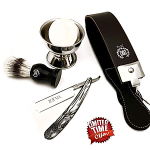 MEN'S CUT THROAT WET STRAIGHT EDGE RAZOR 5 PC SHAVING SET/KIT USA