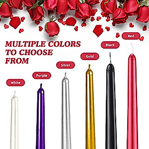 10 Inch Taper Candles, 12 Pack Tall Unscented Dripless Candles with Cotton Wicks Perfect for Dinner, Party, Wedding or Farmhouse Decor, 7-9 Hour Burn Time- 7/8" Base (10 inch/Glossy, White)