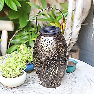 ANTING Solar Lantern Lights Outdoor Hanging Garden Solar Lanterns with Handle LED Light Waterproof Solar Powered Retro Metal Lanterns Decorative for Table Patio Yard Pathway Courtyard Porch