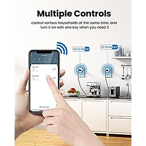 Ecoey Smart Plug - Smart Home Wi-Fi Outlet with Timing and Appointment Function, Smart Plugs with Voice Control, Familywell Pro/Tuya APP, ETL Listed, GW2001, 4 PACKS