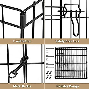 Pet Playpen Puppy Playpen Kennels Dog Fence Exercise Pen Gate Fence Foldable Dog Crate 8 Panels 24 Inch Kennels Pen Playpen Options Ideal for Pet Animals Outdoor Indoor Artmeer(24 Inch)