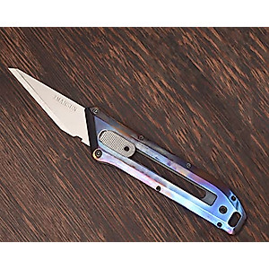 Titanium Utility Knife Garden Grafting Cutter Knife Handmade Knife Edc Knife, Retractable Box Cutter Blade Replaceable Knife (Titanium-silver)