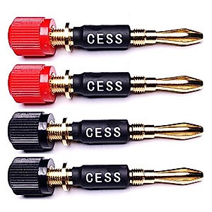 CNCESS CESS-061 Spade Fork Binding Post to Banana Plugs Amp Speaker Adapter, 4 Pack